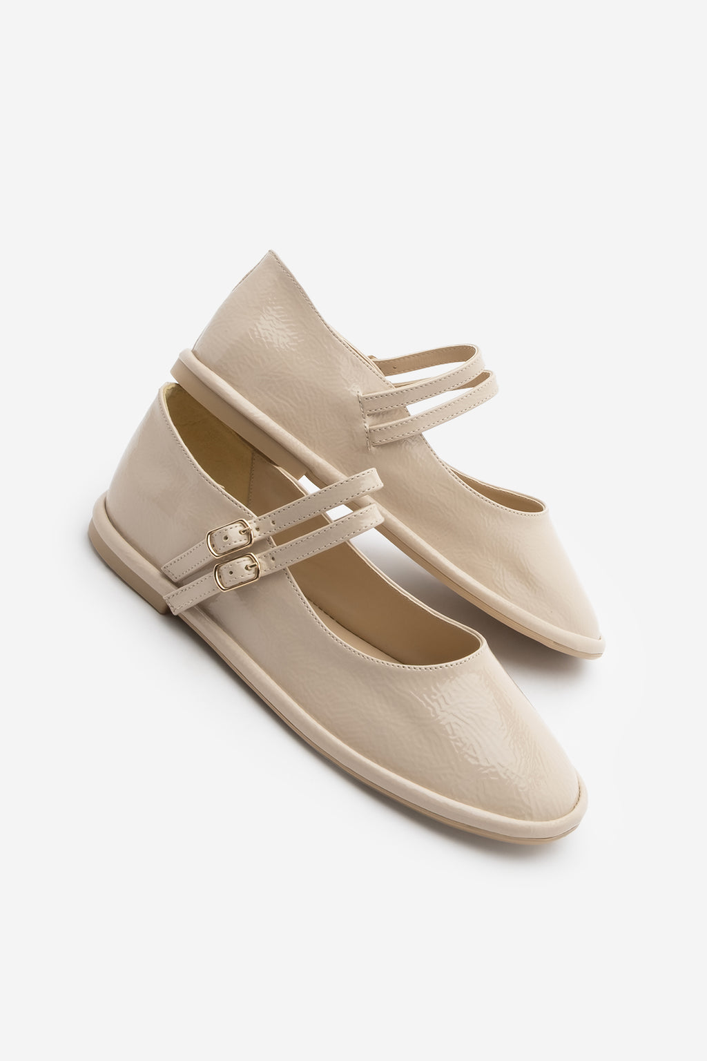 Kadın Çift Bantlı Babet Larzen Bej Rugan | Marjin