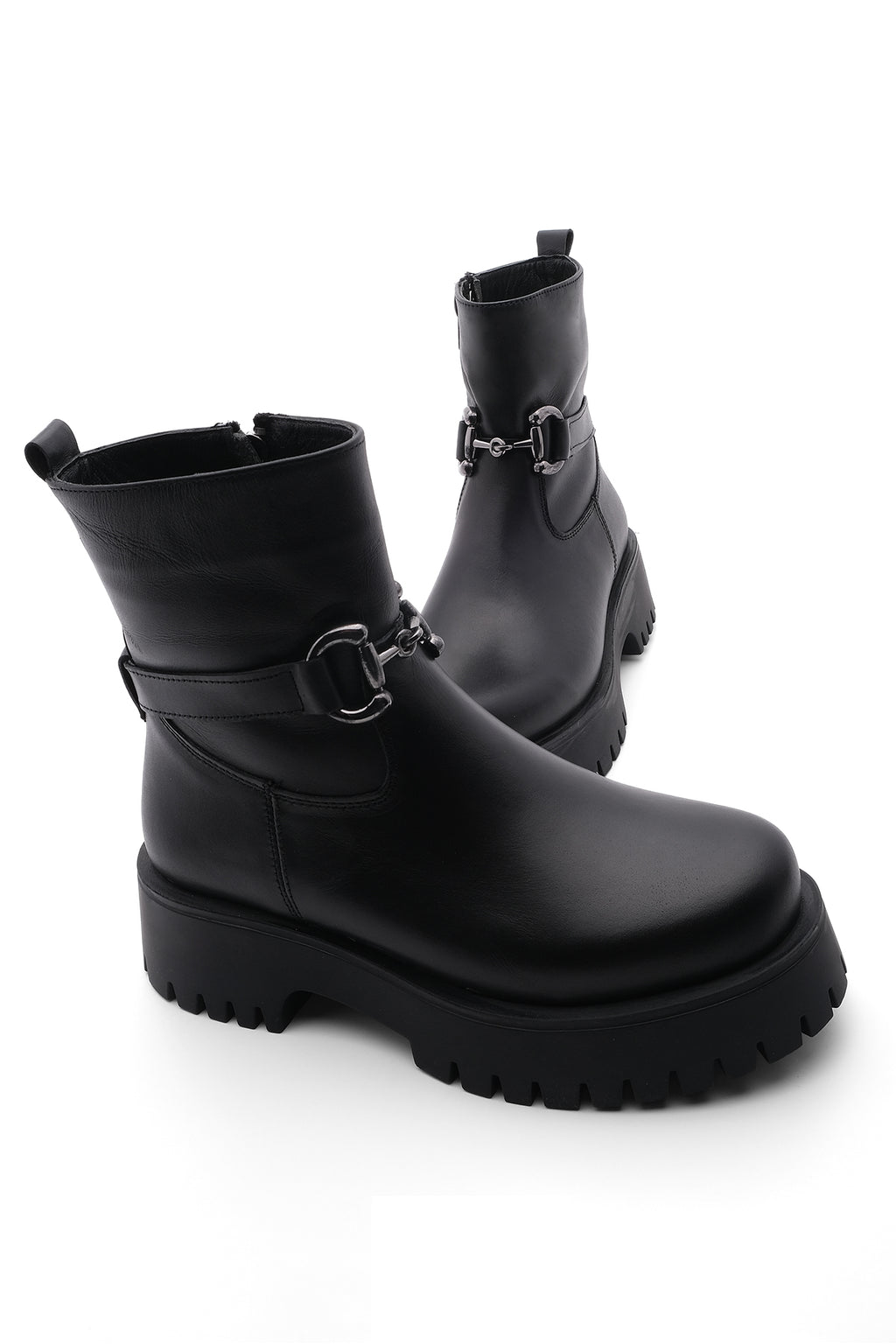 Kadın Hakiki Deri Kalın Taban Günlük Bot Racole Siyah I Marjin