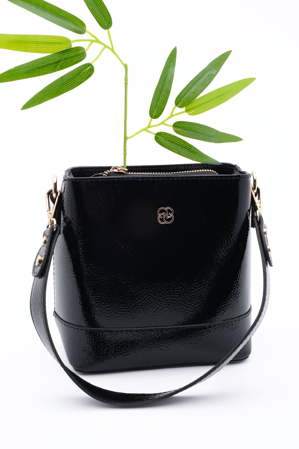 Kadın Omuz Çantası Orta Boy Fustel - Siyah Rugan – Marjin