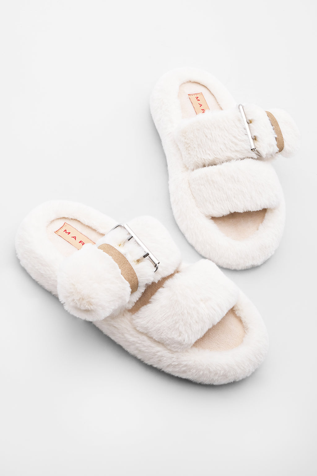 Kadın Peluş Ev Terliği Melaz Beyaz I Marjin