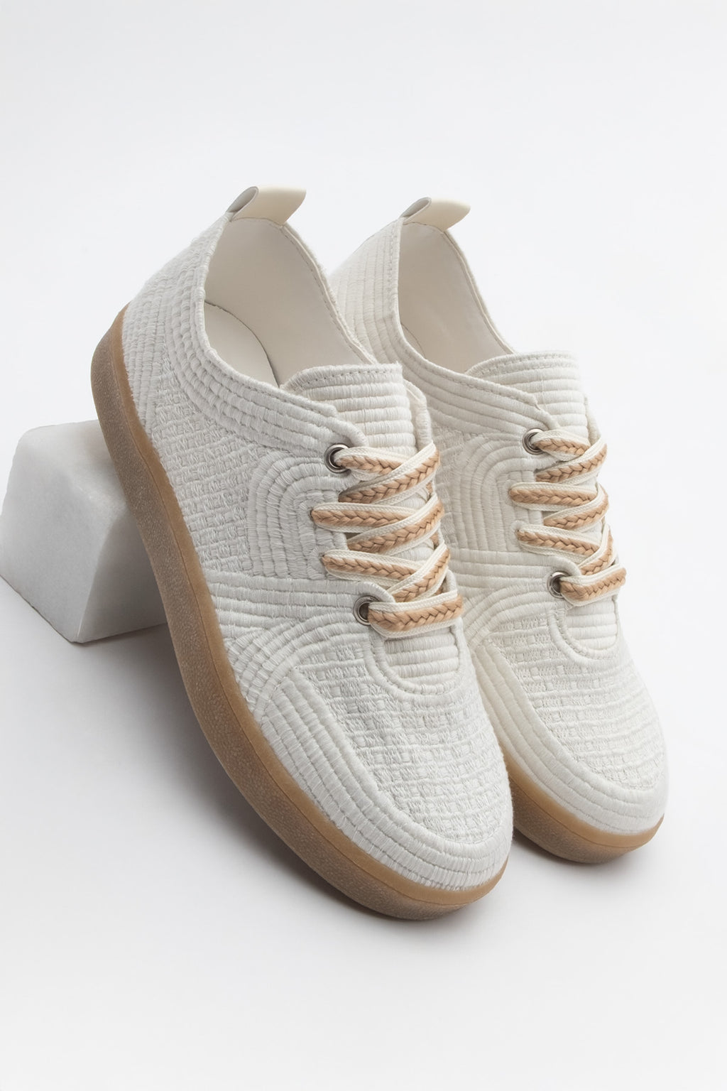 Kadın Sneaker İşlemeli Nakışlı Spor Ayakkabı Nolen Ekru | Marjin